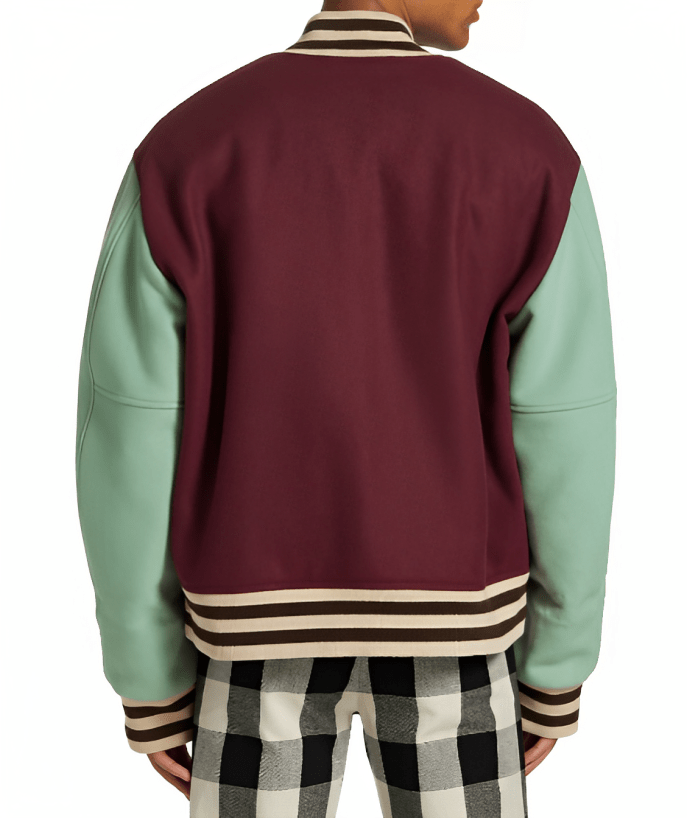 Men's Red Varsity Bomber Leather Jacket - Moto Jacket Hub